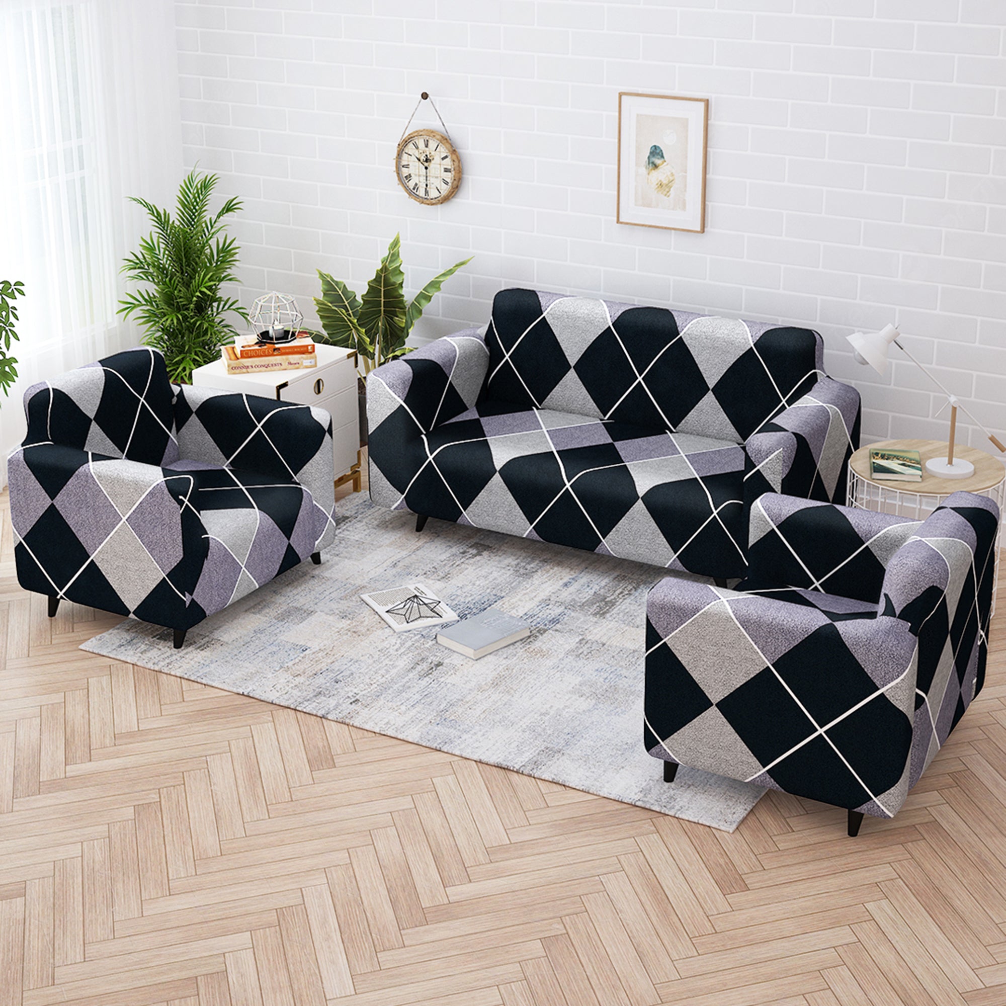 Story@Home 2 Pcs 1 Seater and 1 Pcs 3 Seater Elastic Stretchable Sofa ...